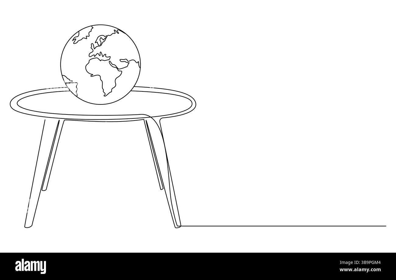 Wooden table with world map vector illustration Stock Vector Image ...