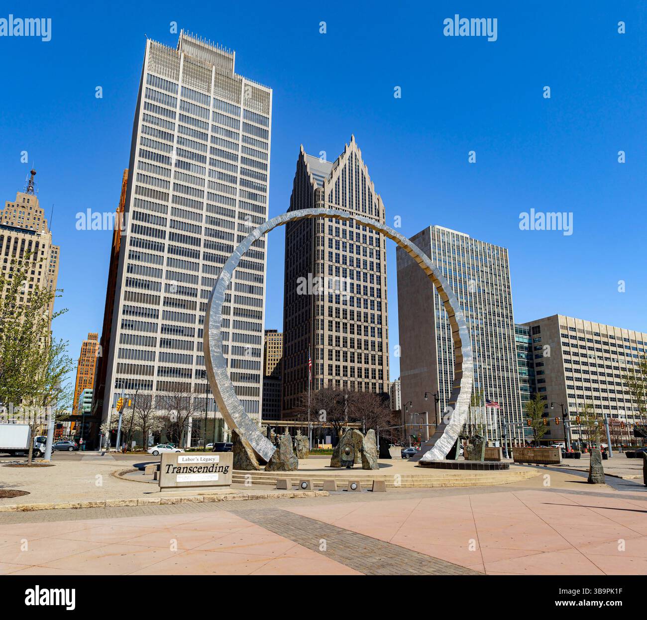 Scenic panoramic photo of Hart Plaza in downtown Detroit, Michigan ...