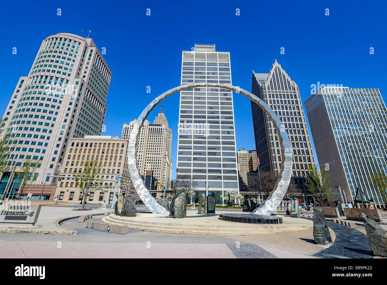 Scenic panoramic photo of Hart Plaza in downtown Detroit, Michigan ...