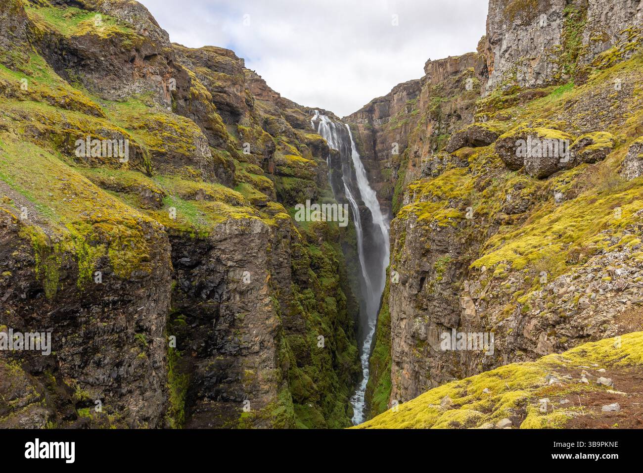 Glymur waterfall in Hvalfjordur, Vesturland, Iceland, tall cascades ...