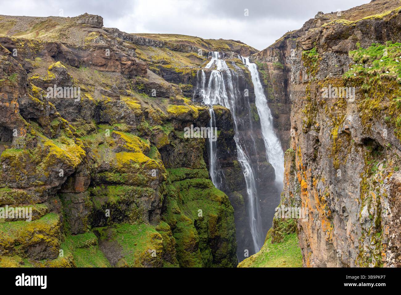 Glymur waterfall in Hvalfjordur, Vesturland, Iceland, tall cascades ...