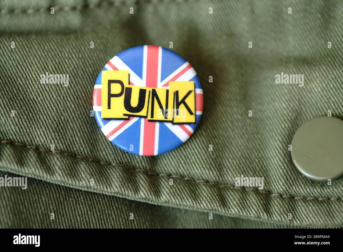 Vintage punk rock music pin badges with Union Jack flag red, white and ...
