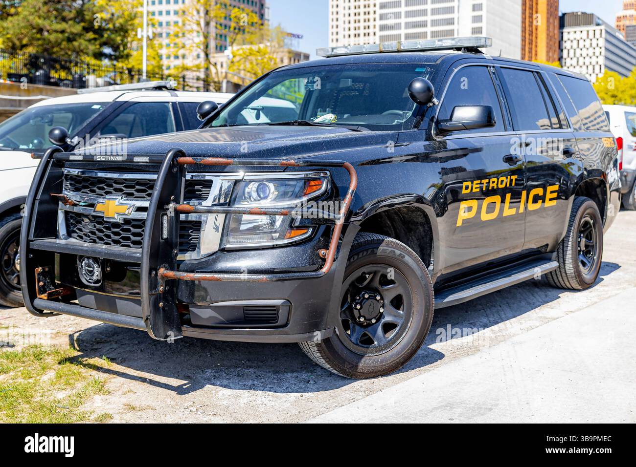 Detroit, MI, USA - 04-22-2025: Close-up photo of a Detroit Police ...
