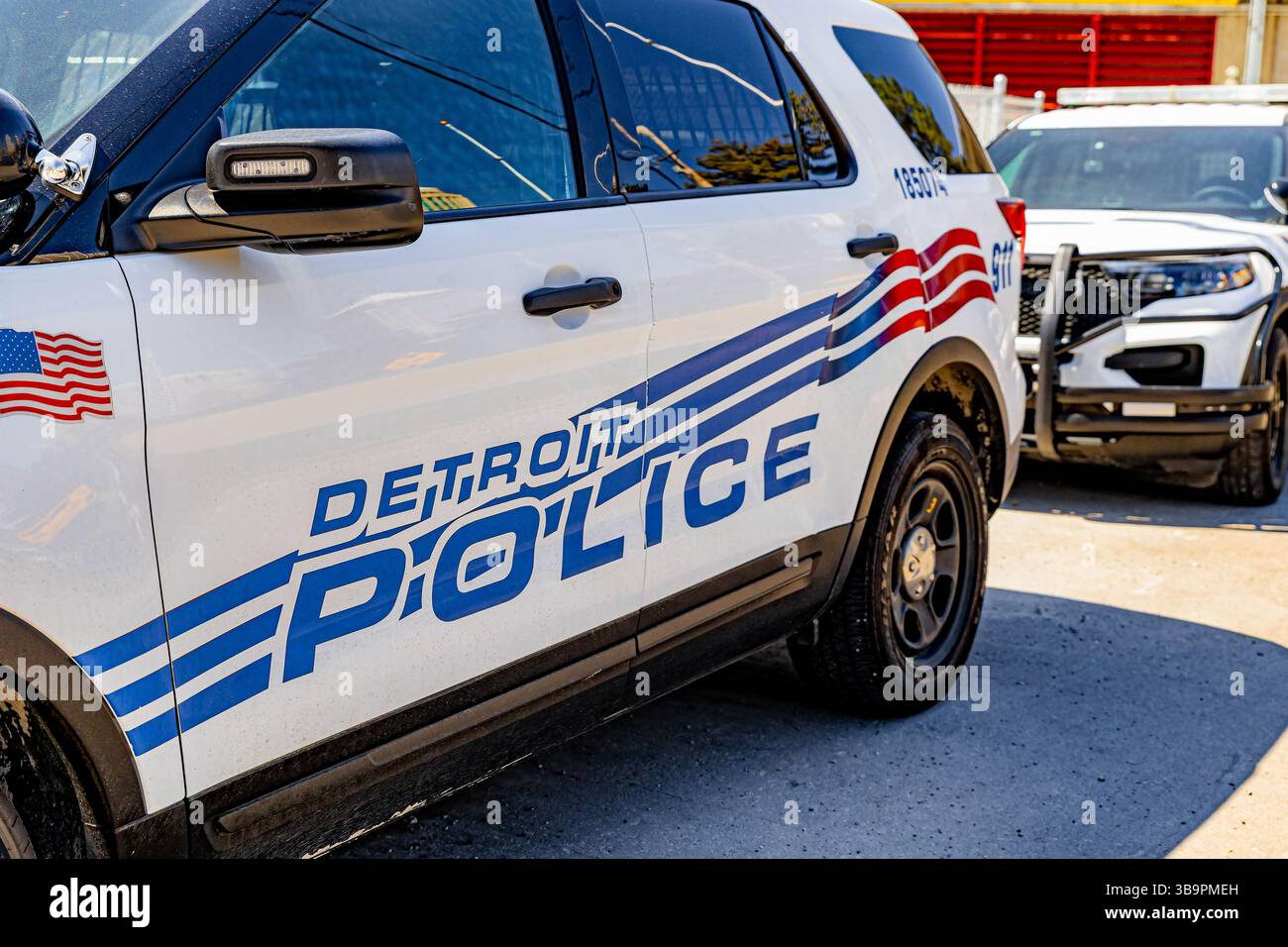 Detroit, MI, USA - 04-22-2025: Close-up photo of a Detroit Police ...