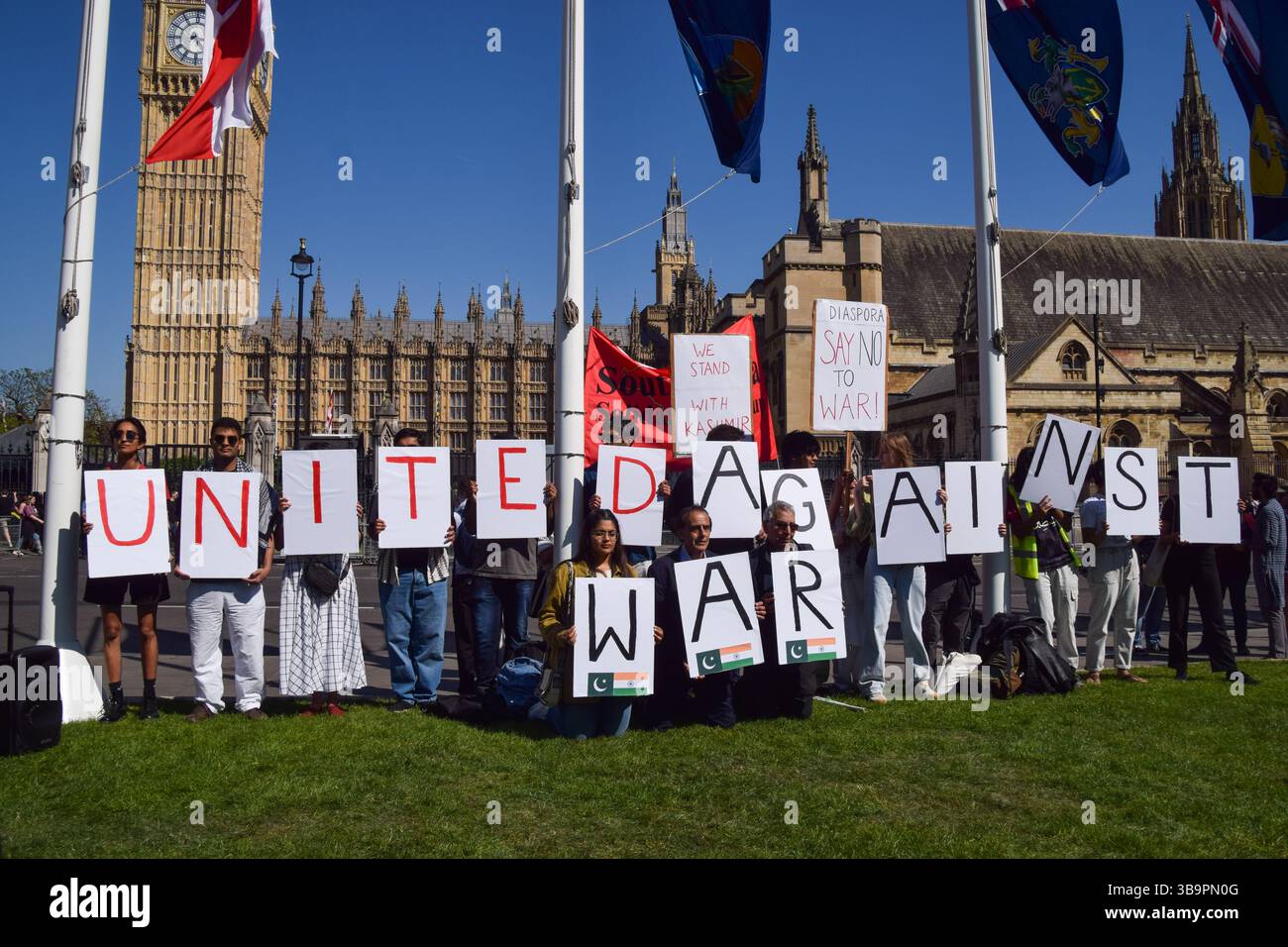 London, UK. 10th May 2025. Protesters gather in Parliament Square ...