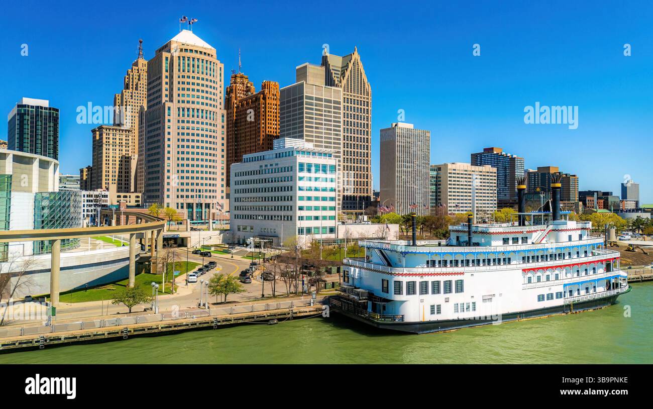 Panoramic photo of Hart Plaza in downtown Detroit, Michigan, featuring ...
