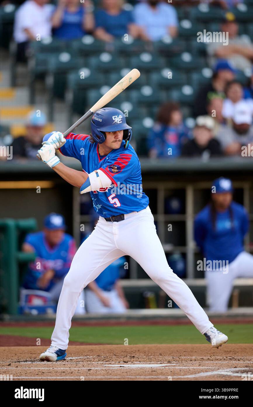 Oklahoma City Comets Alex Freeland (5) bats during an MiLB Pacific ...