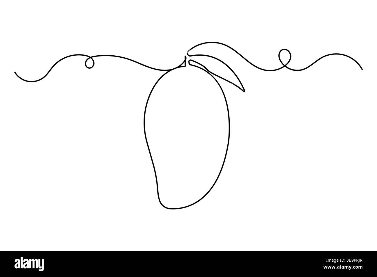 Mango one line drawing minimalist continuous line fruit outline vector ...