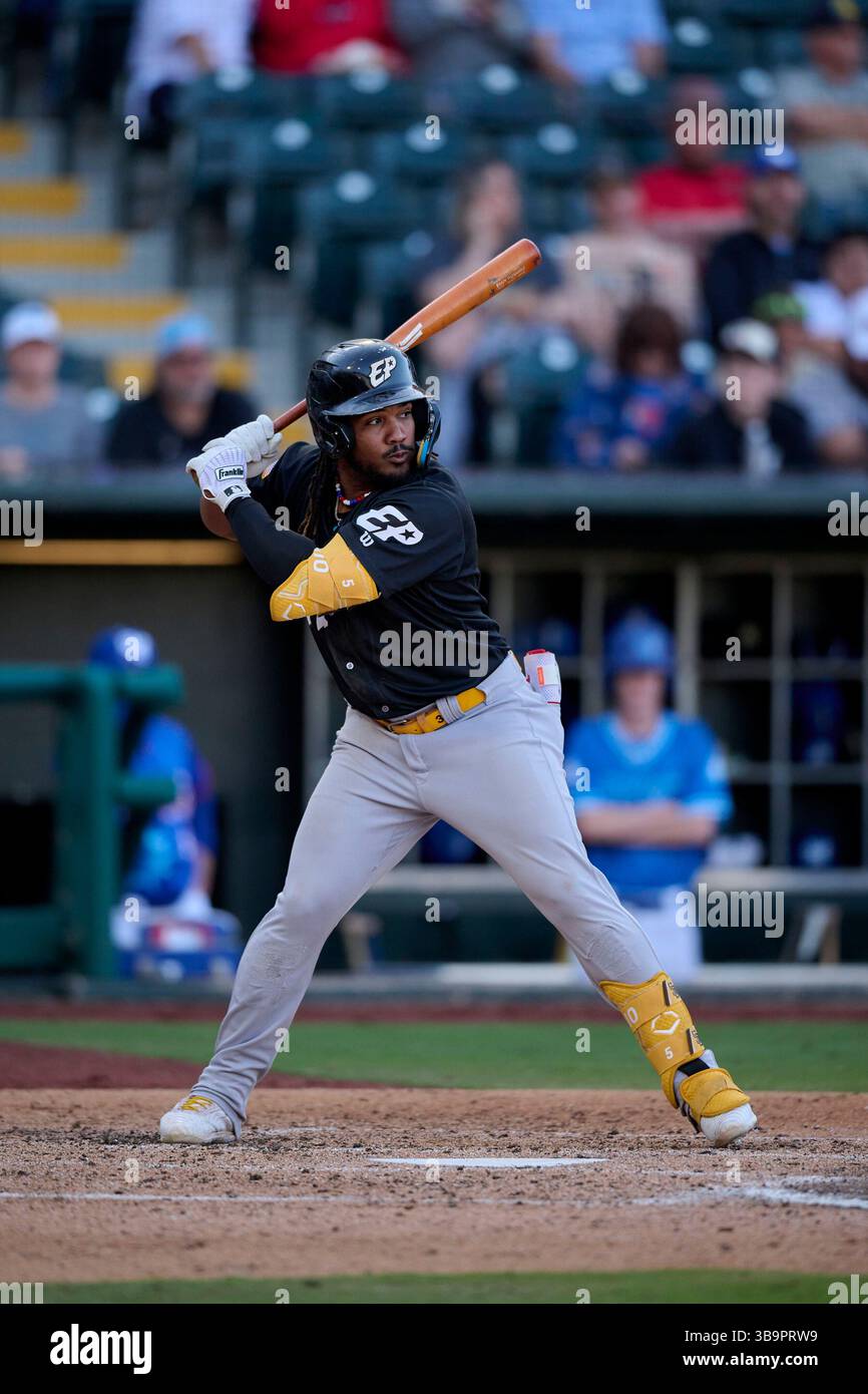 El Paso Chihuahuas Eguy Rosario (5) bats during an MiLB Pacific Coast ...