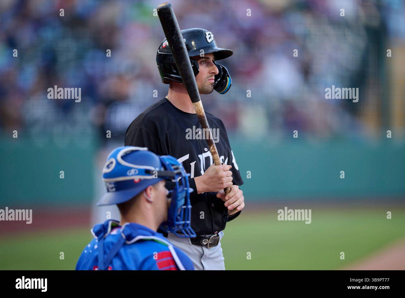 El Paso Chihuahuas Bryce Johnson (9) bats during an MiLB Pacific Coast ...