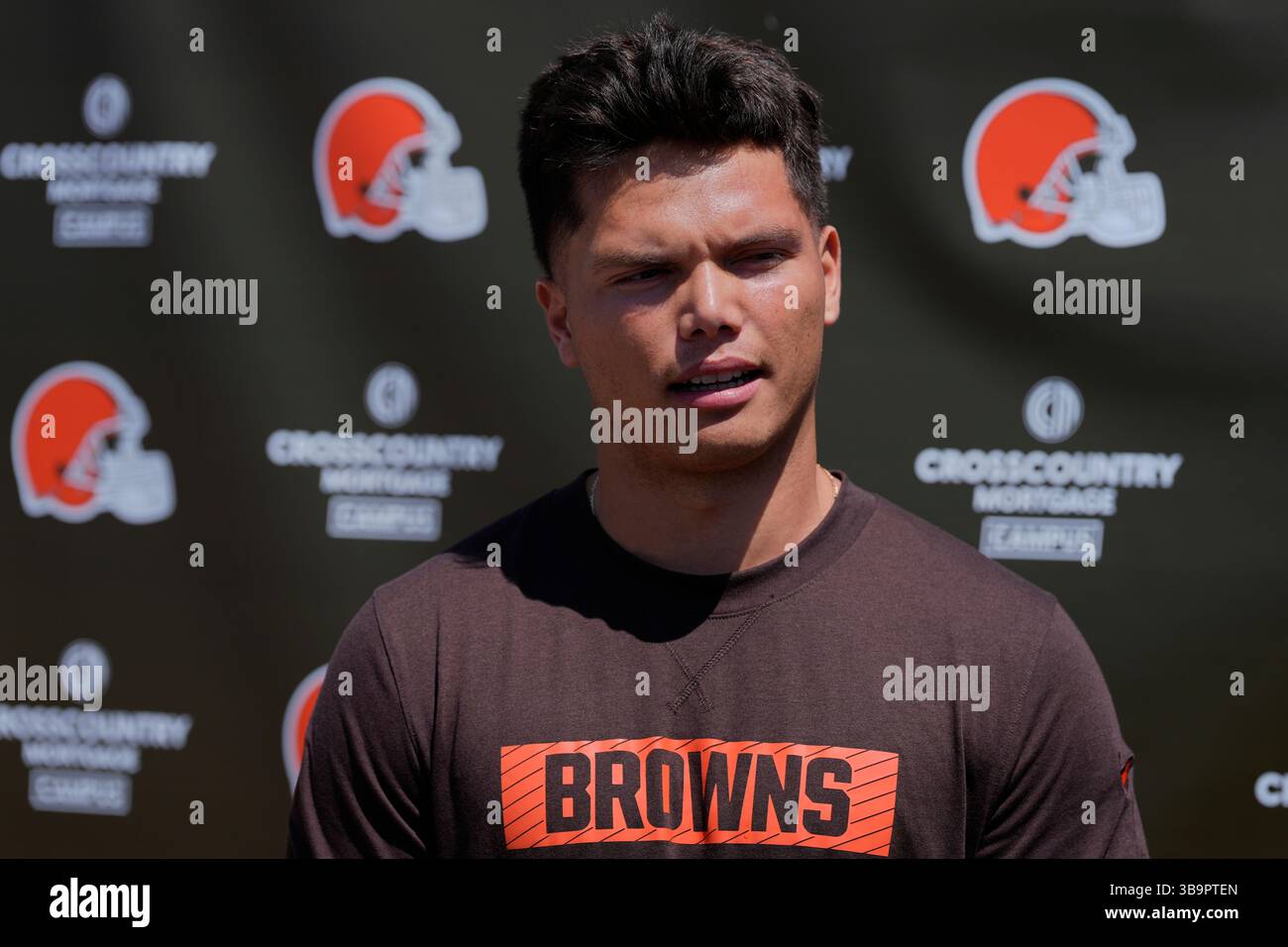 Cleveland Browns quarterback Dillon Gabriel speaks at a news conference ...