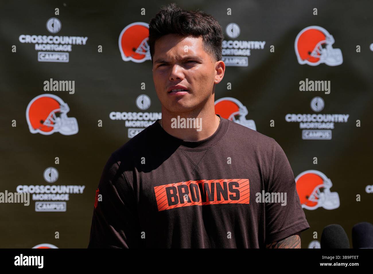 Cleveland Browns quarterback Dillon Gabriel speaks at a news conference ...