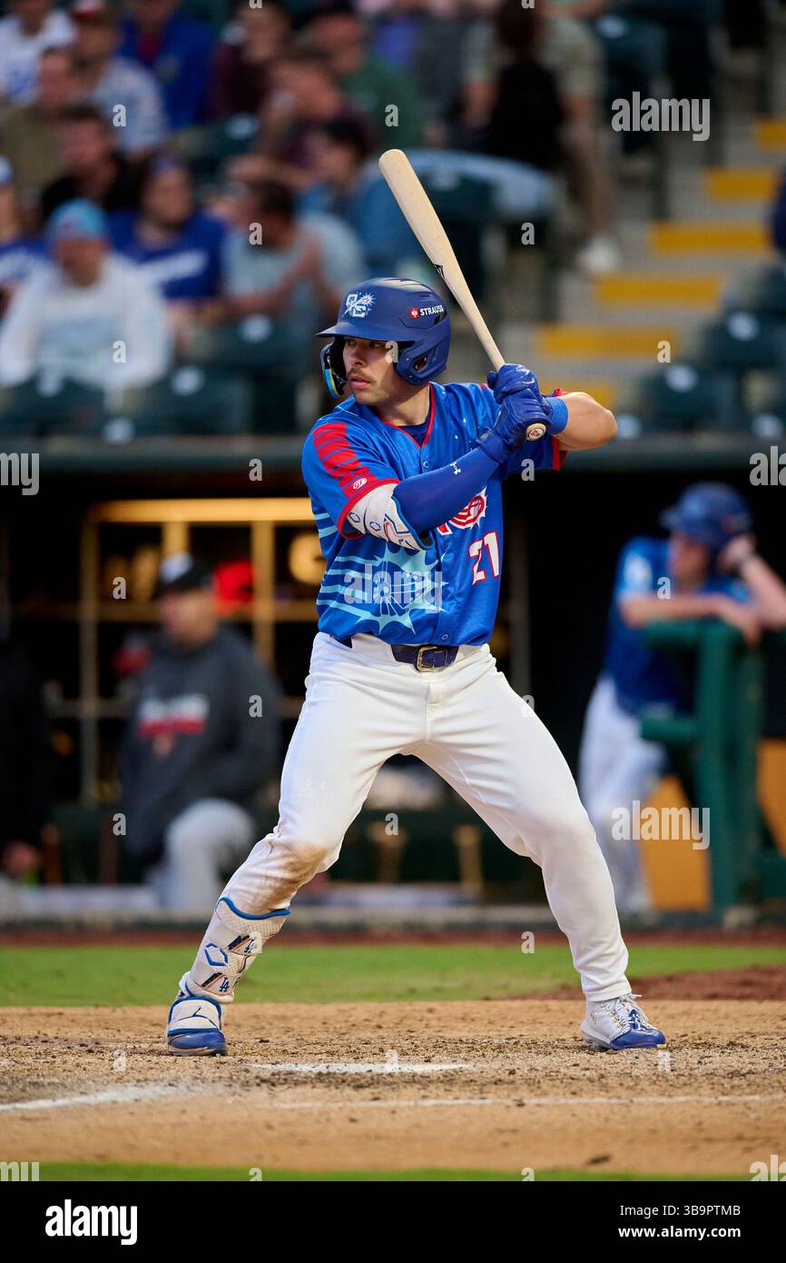 Oklahoma City Comets Dalton Rushing (21) bats during an MiLB Pacific ...