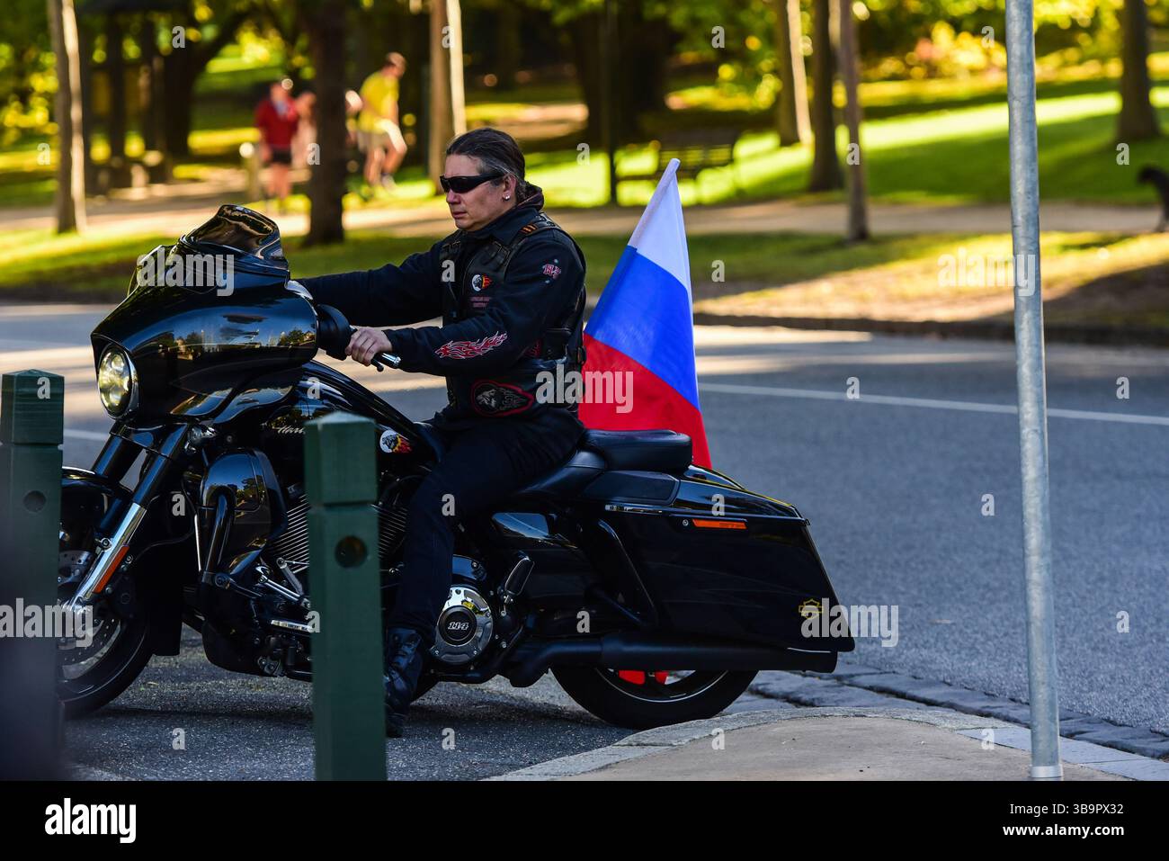 Melbourne, Australia. 10th May, 2025. Member of Night Wolves Motorcycle ...