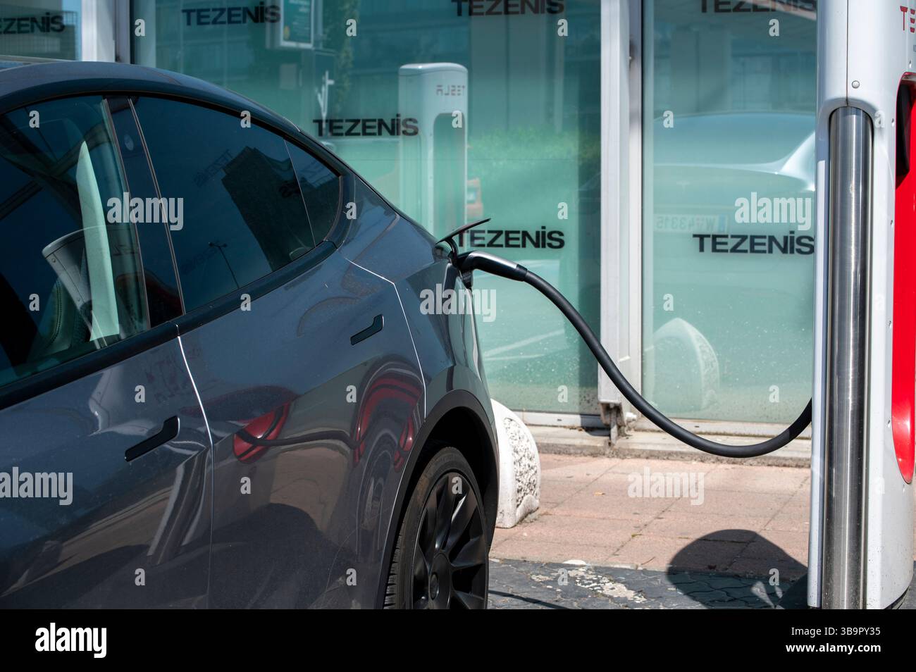 Bratislava, Slovakia - May, 10, 2025 : Tesla charging station. Tesla ...