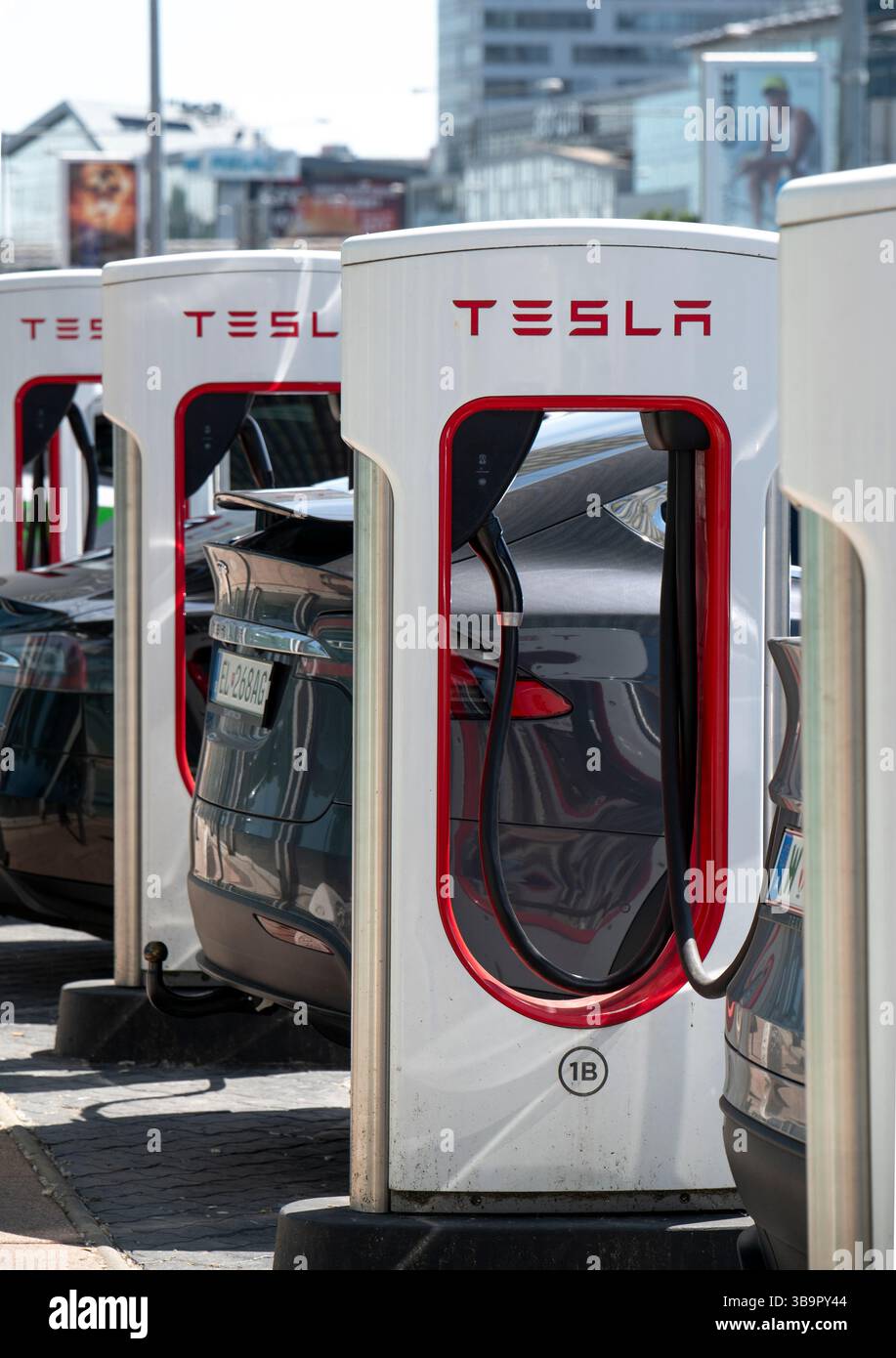 Bratislava, Slovakia - May, 10, 2025 : Tesla charging station. Tesla ...