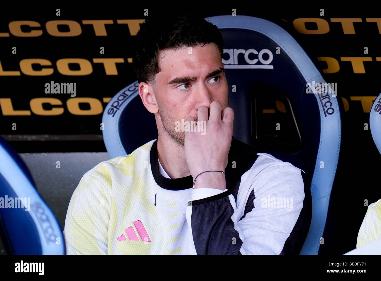 Rome, Italy. 10th May, 2025. Dusan Vlahovic of Juventus FC looks on ...