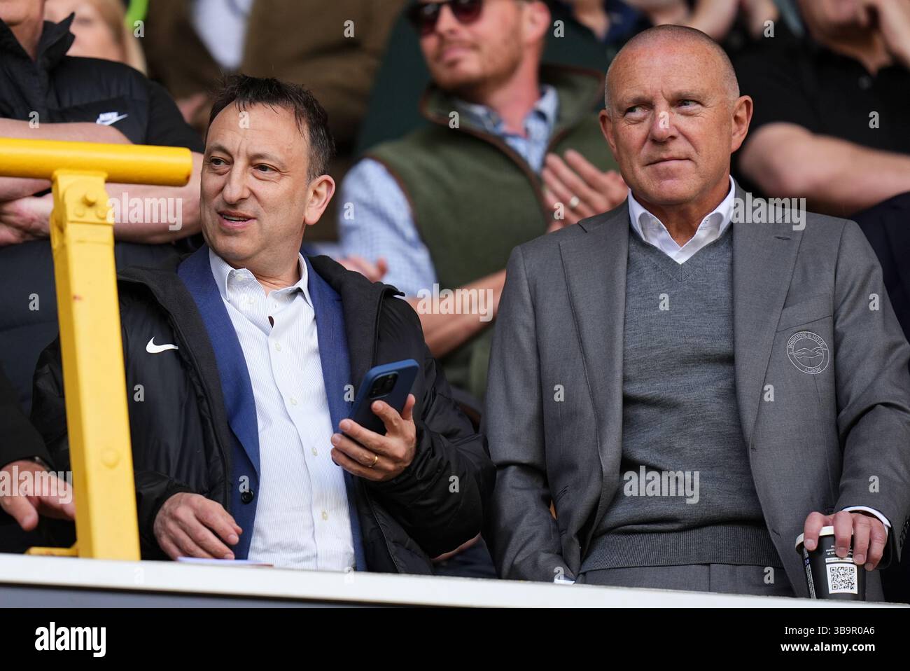 Brighton and Hove Albion owner Tony Bloom (left) with CEO Paul Barber ...