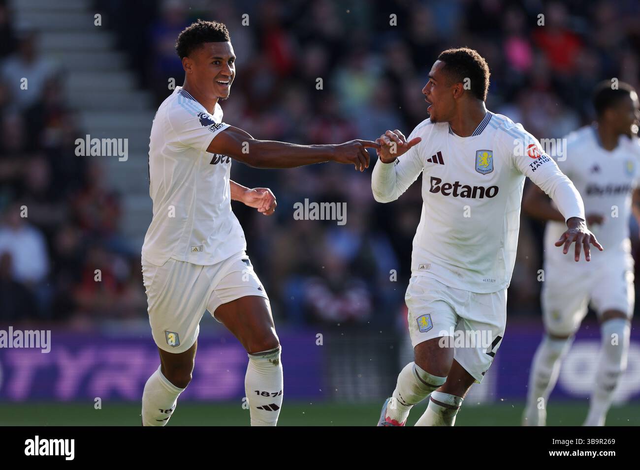 Aston Villa's Ollie Watkins (left) celebrates scoring their side's ...
