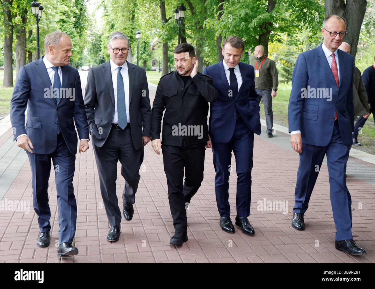 From left: Polish Prime Minister Donald Tusk, British Prime Minister Keir Starmer, Ukranian ...