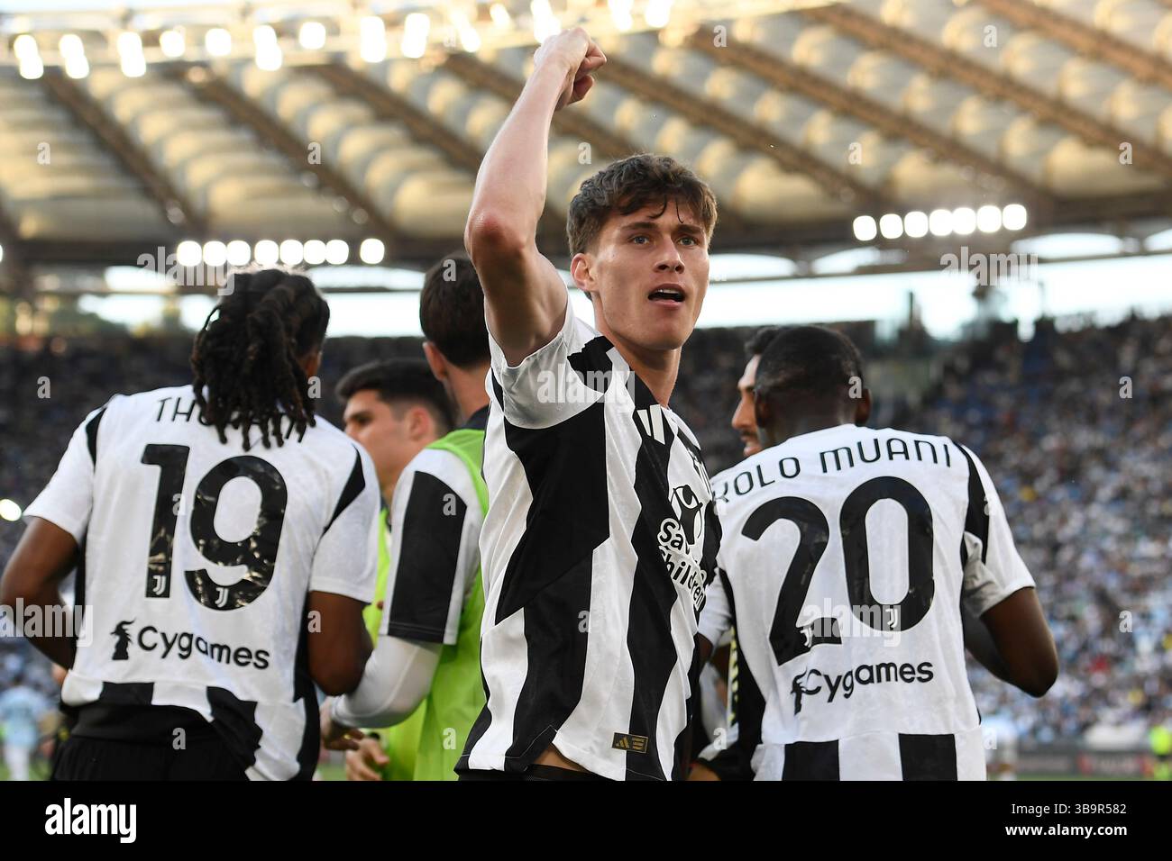 Rome, Italy. 10th May, 2025. Nicolo Savona of Juventus FC celebrates ...