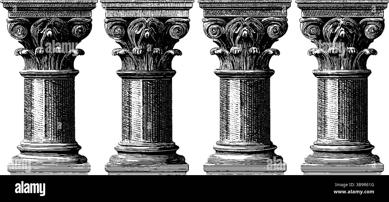 Classic antique architecture featuring detailed corinthian columns ...