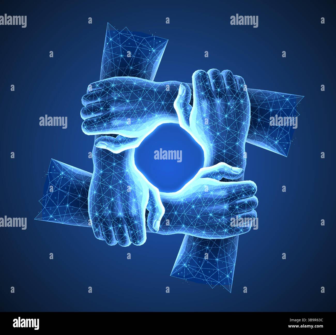 Digital team hands concept. Together network, unity support, community ...