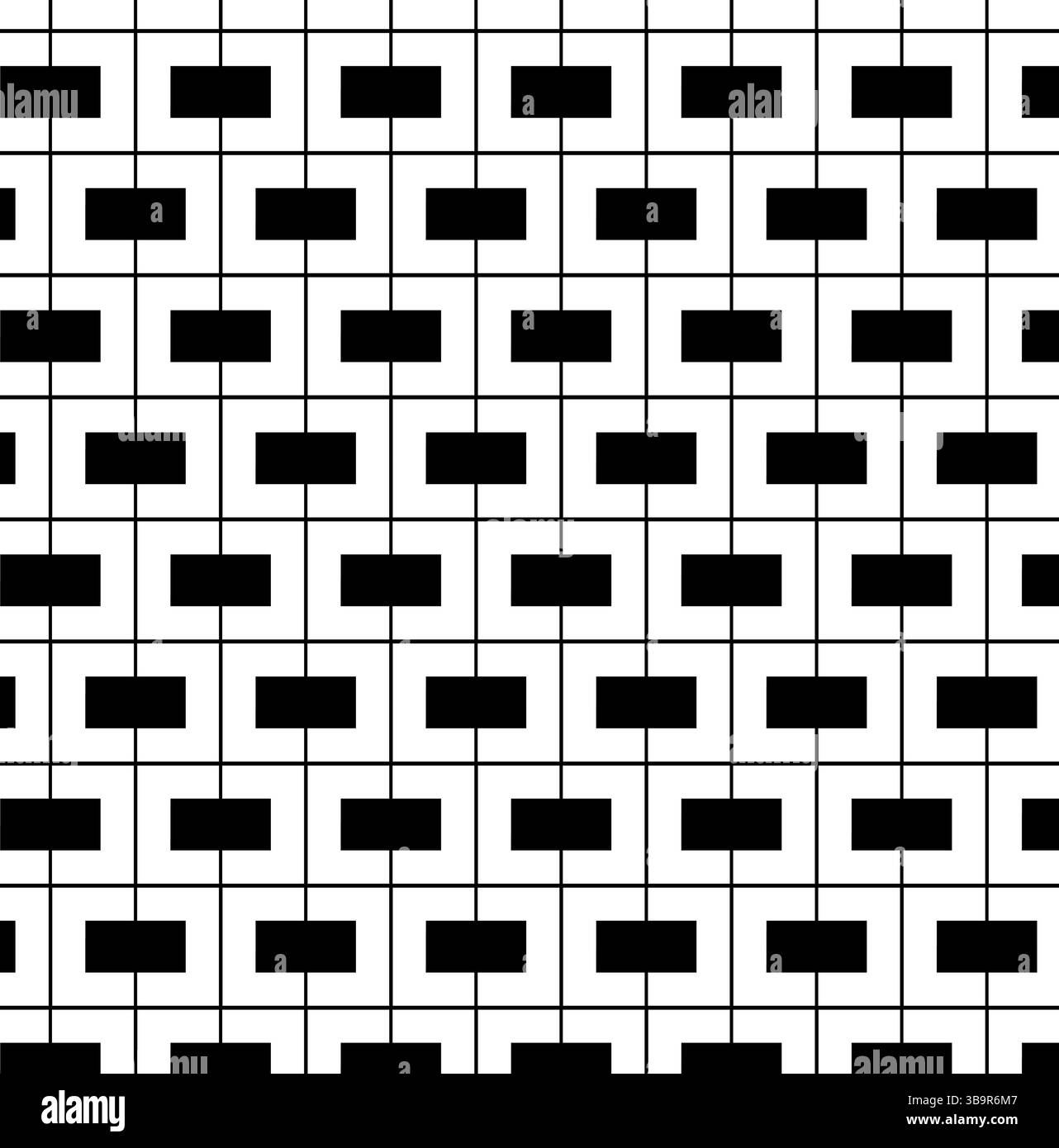 Rectangle Black and white rhythmic Geometry seamless pattern. Vector graphic line illustration ...
