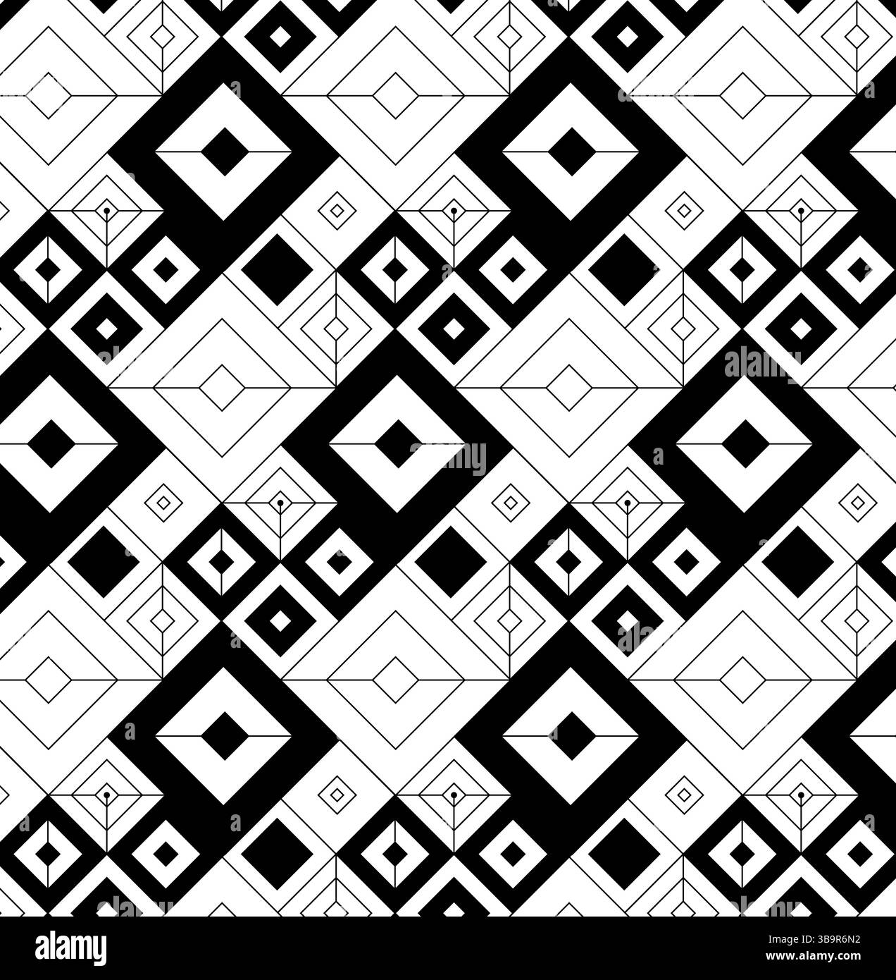 Rhombus Black and white chevron Geometry seamless pattern. Vector ...