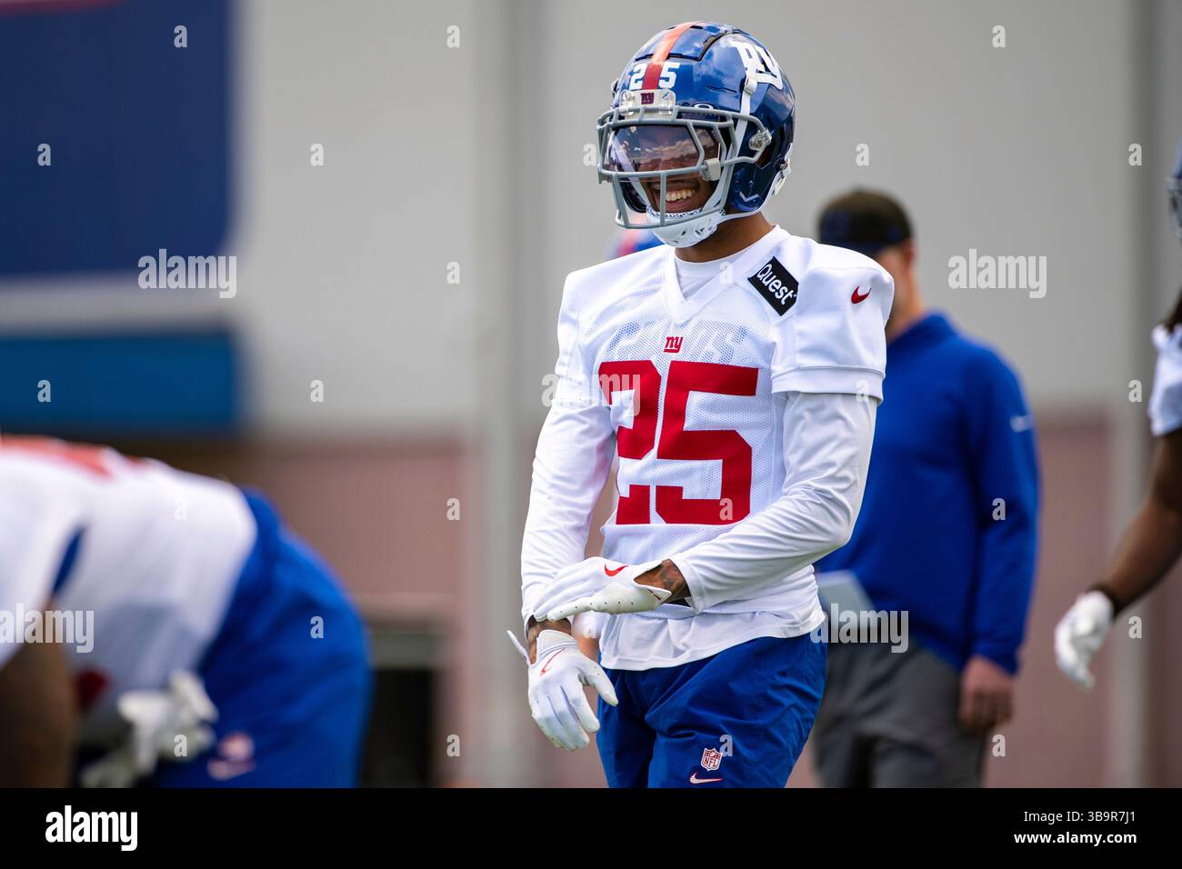 New York Giants running back Dante Miller (25) smiles while at the NFL ...