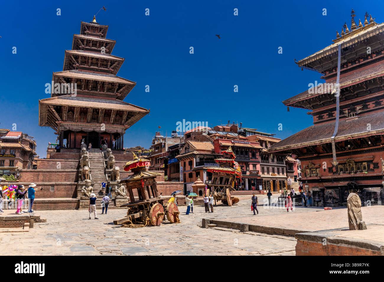 Durbar square in Bhaktapur, one of Nepali Kathmandu capital old towns ...