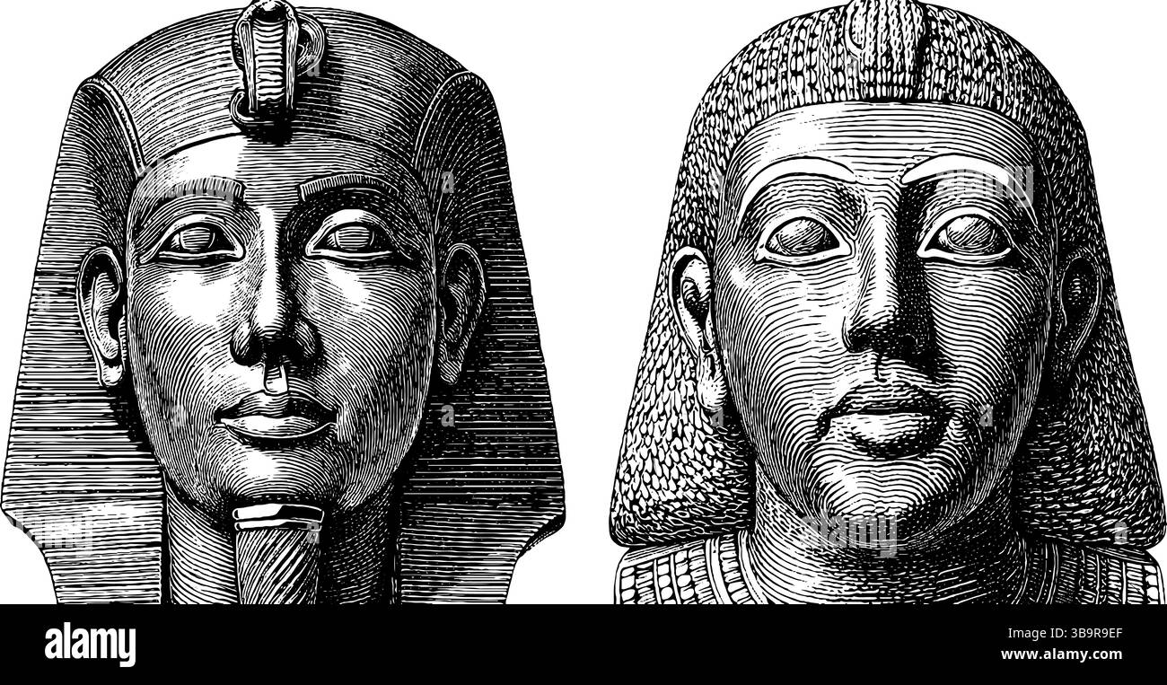 Engraved egyptian pharaoh portraits with osiris crook motif Stock ...