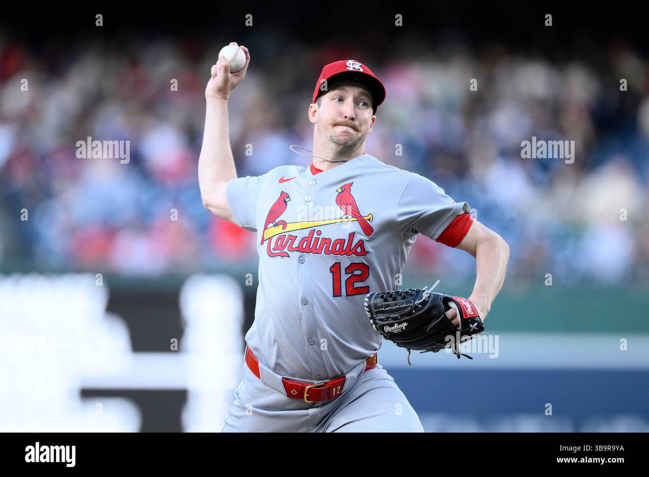 St. Louis Cardinals starting pitcher Erick Fedde in action during a ...