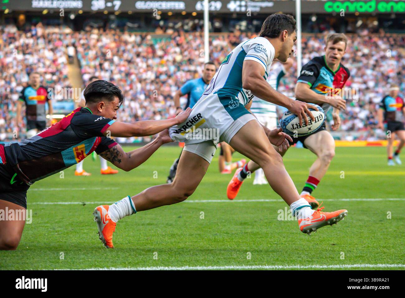 London, UK, 10th May 2025 Gloucester fullback Santi Carreras cannot be ...