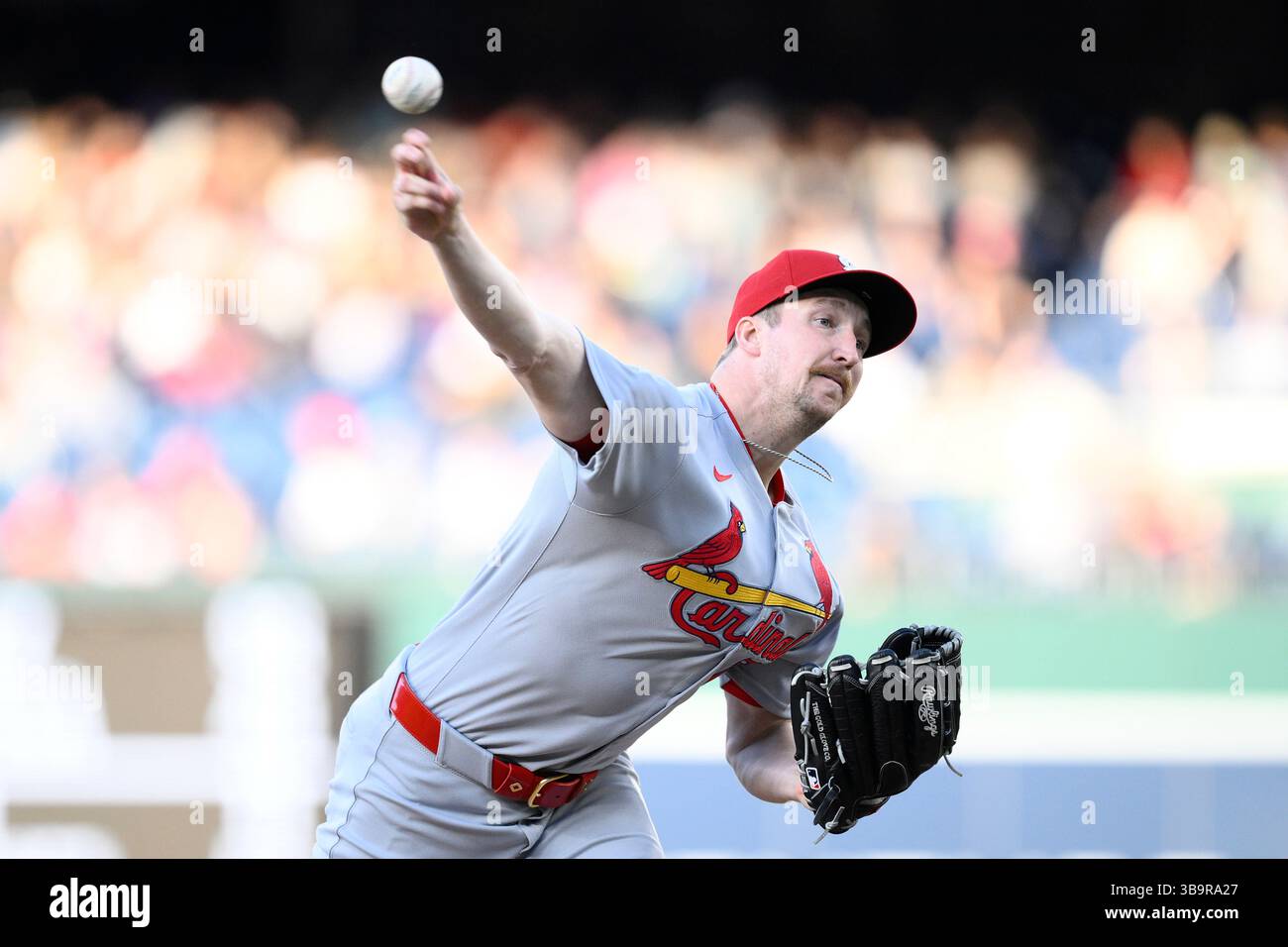 St. Louis Cardinals starting pitcher Erick Fedde in action during a ...