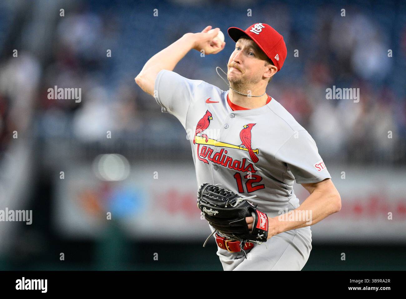 St. Louis Cardinals starting pitcher Erick Fedde in action during a ...