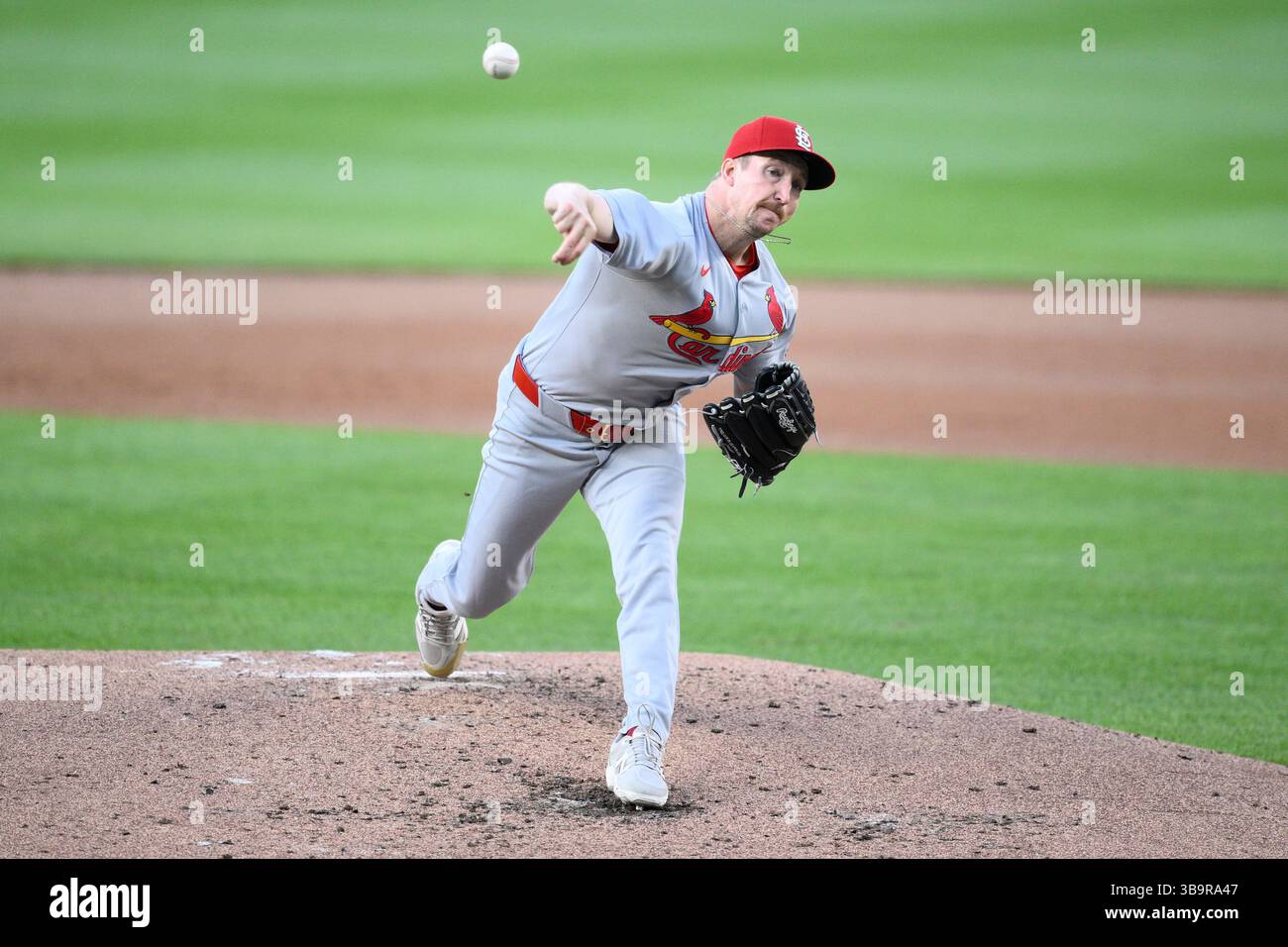 St. Louis Cardinals starting pitcher Erick Fedde in action during a ...