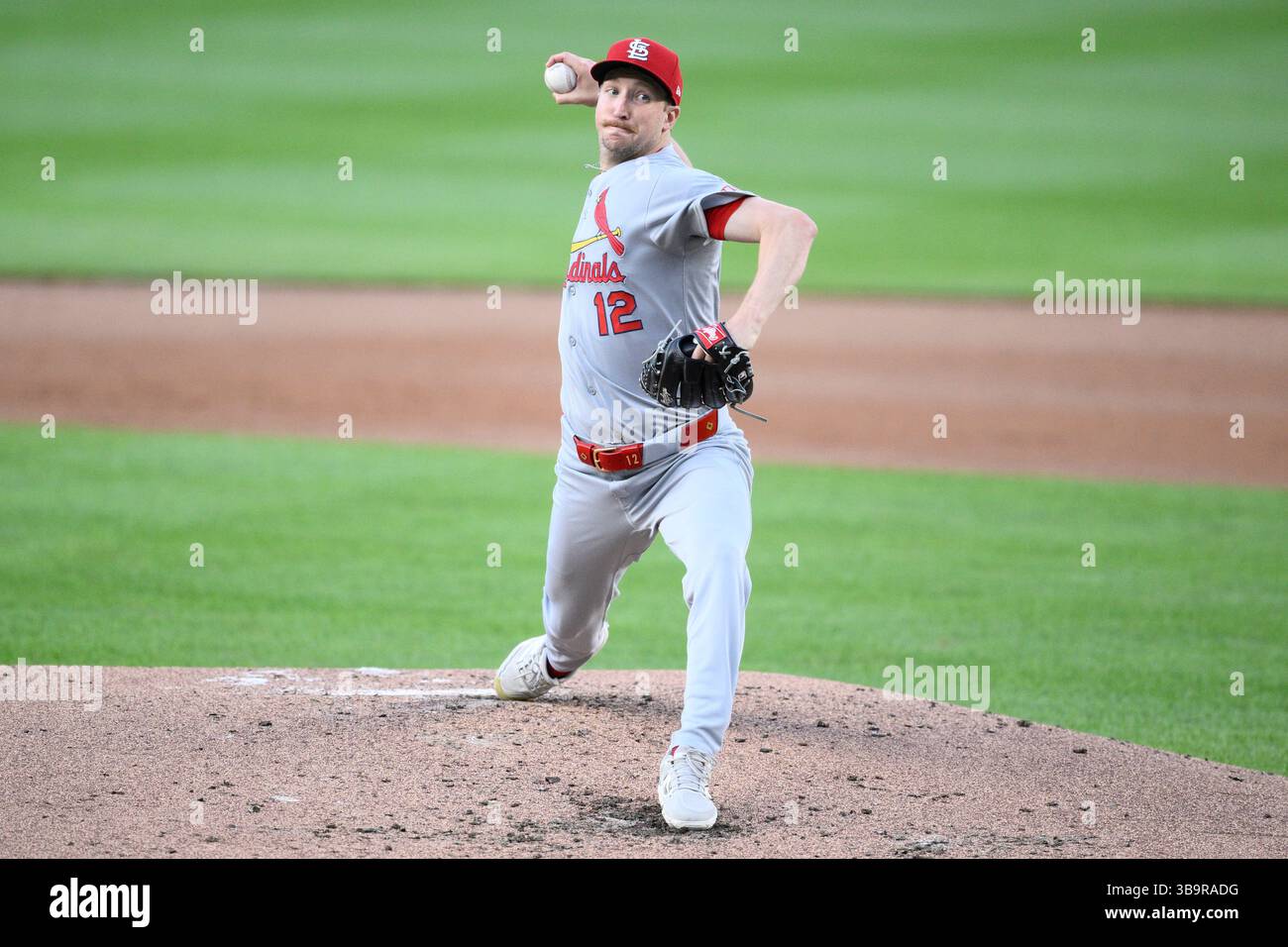 St. Louis Cardinals starting pitcher Erick Fedde in action during a ...