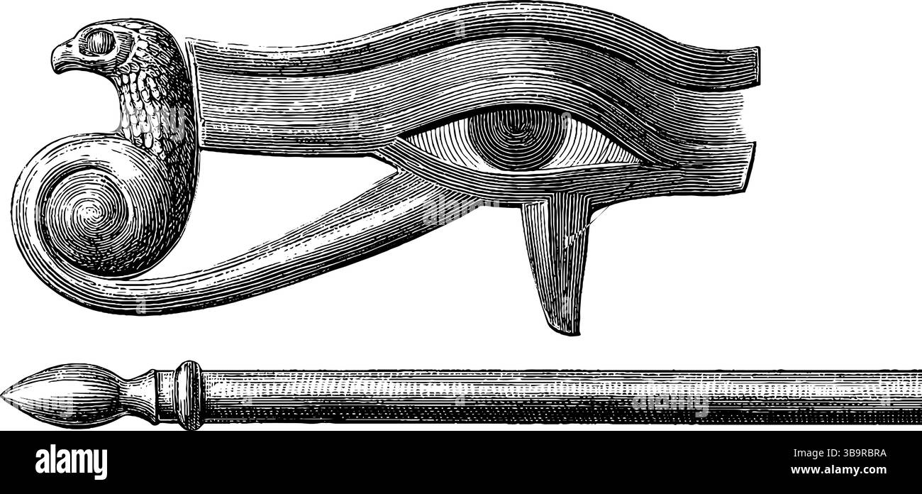 Ancient egyptian symbolism: engraved illustration of horus falcon and ...