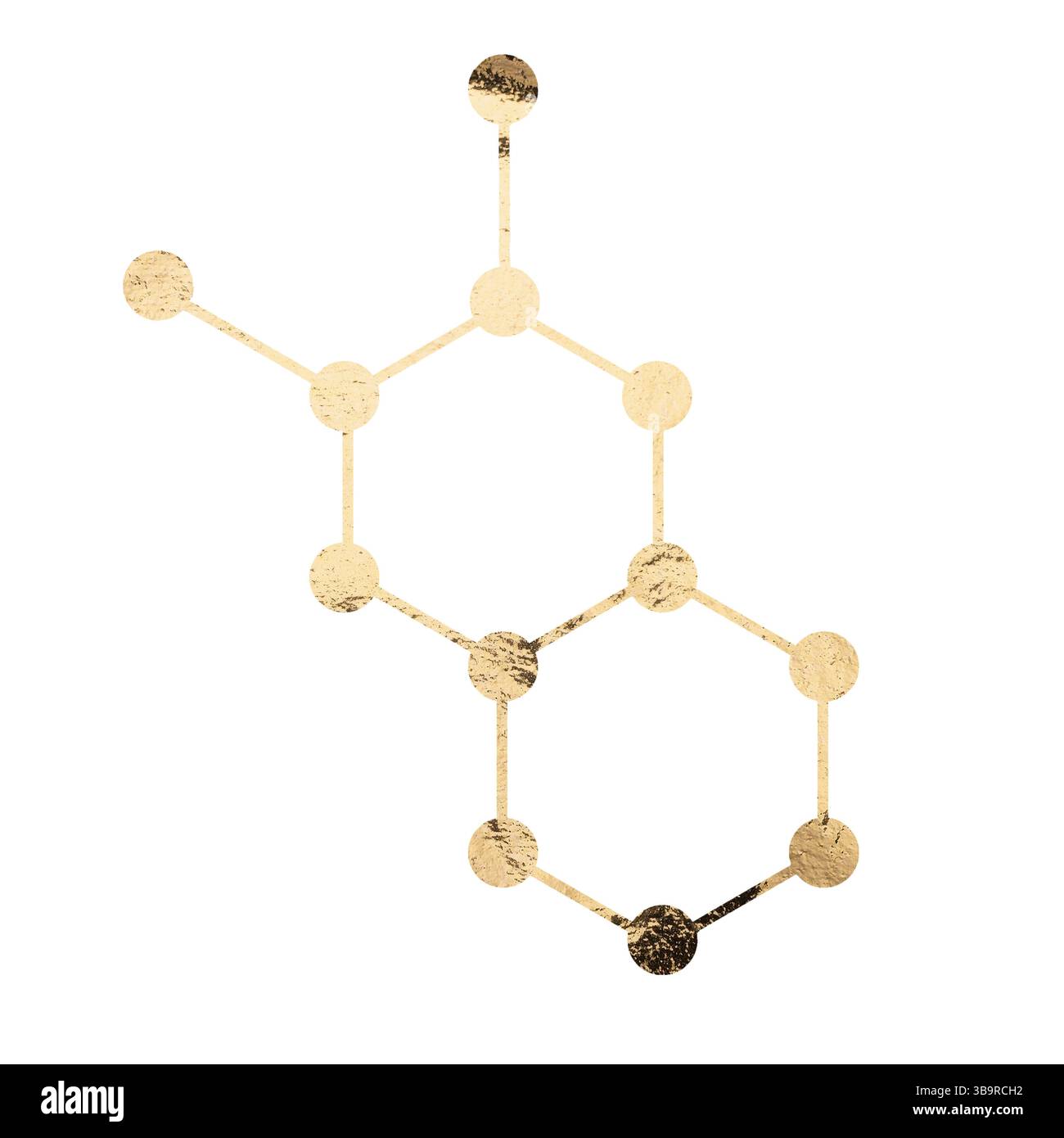 Abstract golden molecule design symbolizing the structure of chemical ...