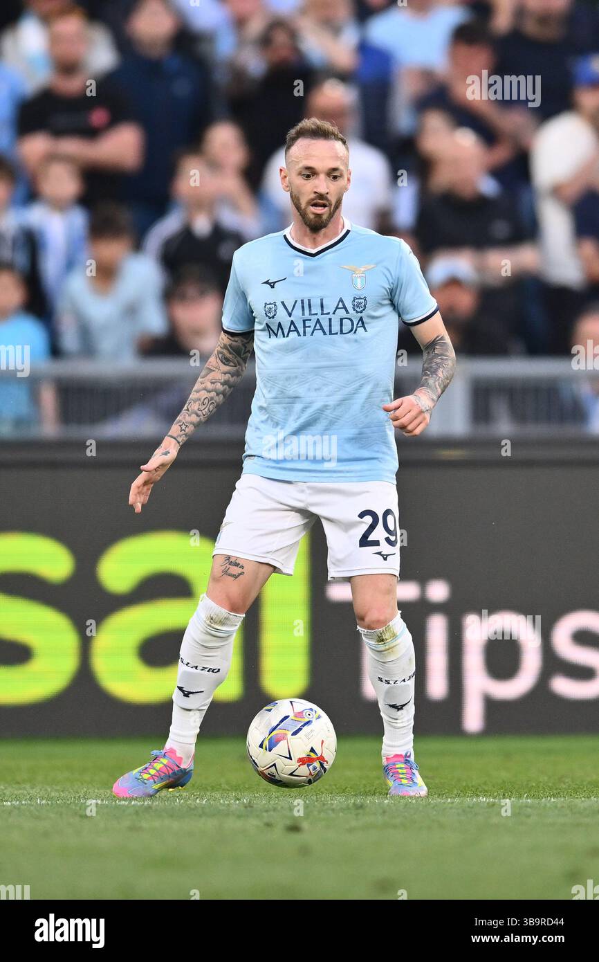 Rome, Italy. 10 May, 2025. Manuel Lazzari of S.S. Lazio is in action during the 36th day of the ...