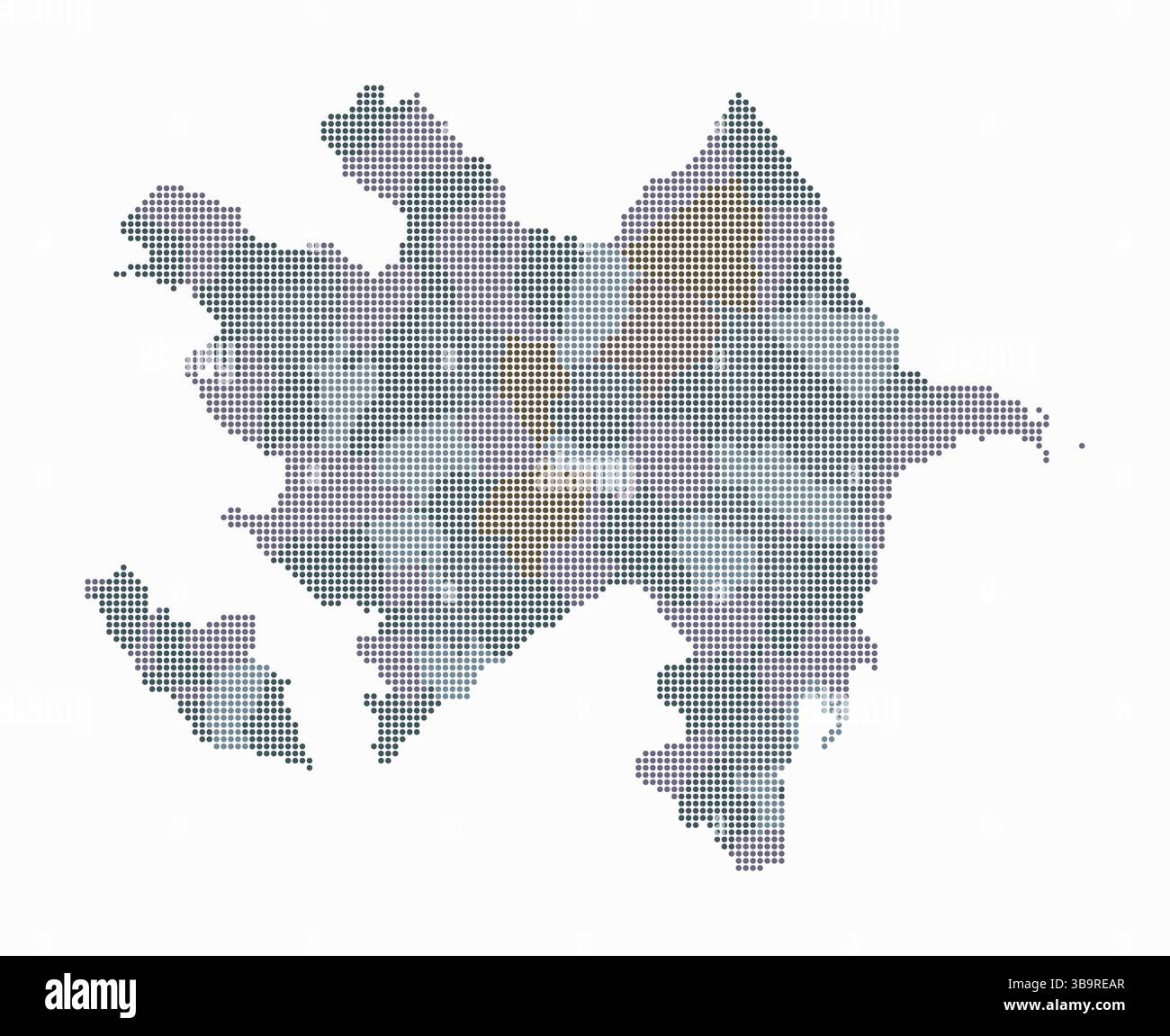 Azerbaijan dotted map. Digital style map of the country on a white ...