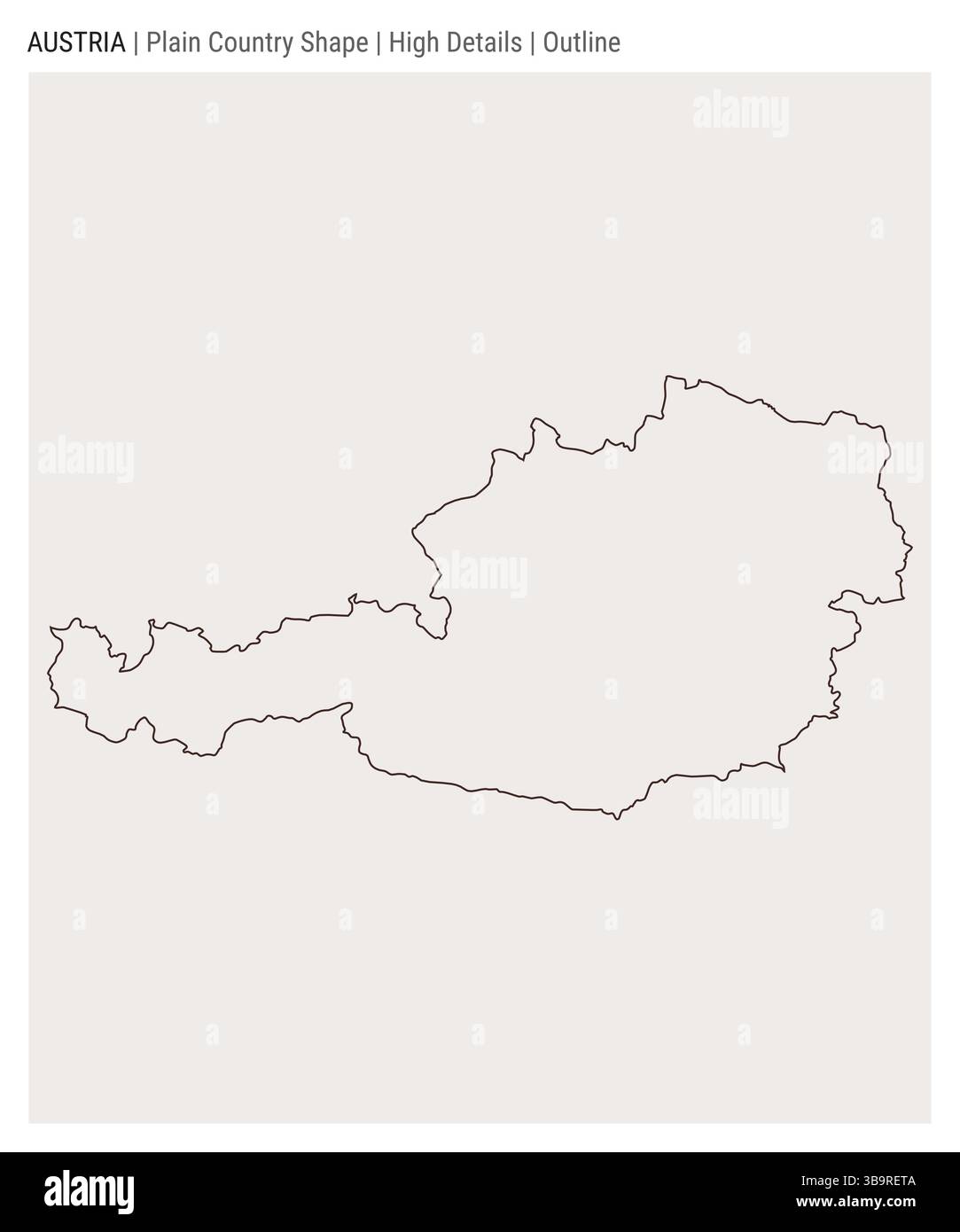 Austria plain country map. High details. Outline style. Shape of ...