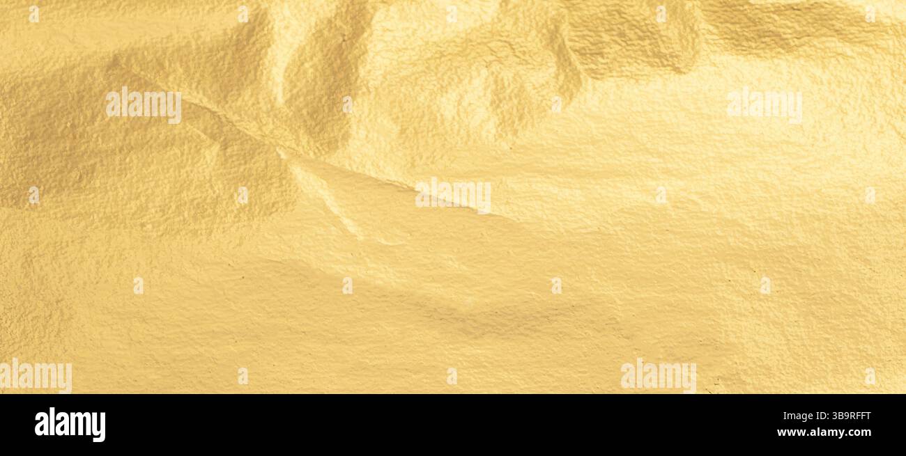 Gold metallic foil texture with a crumpled, smooth surface. Shiny ...