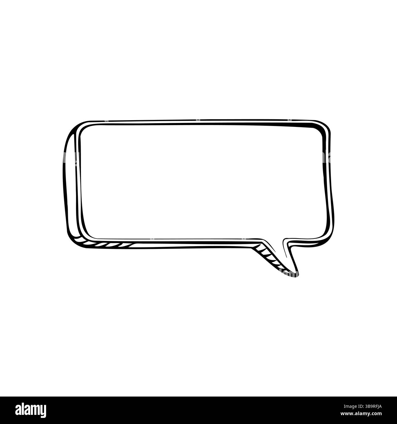 Hand-drawn empty speech bubble with thick black outline on white ...