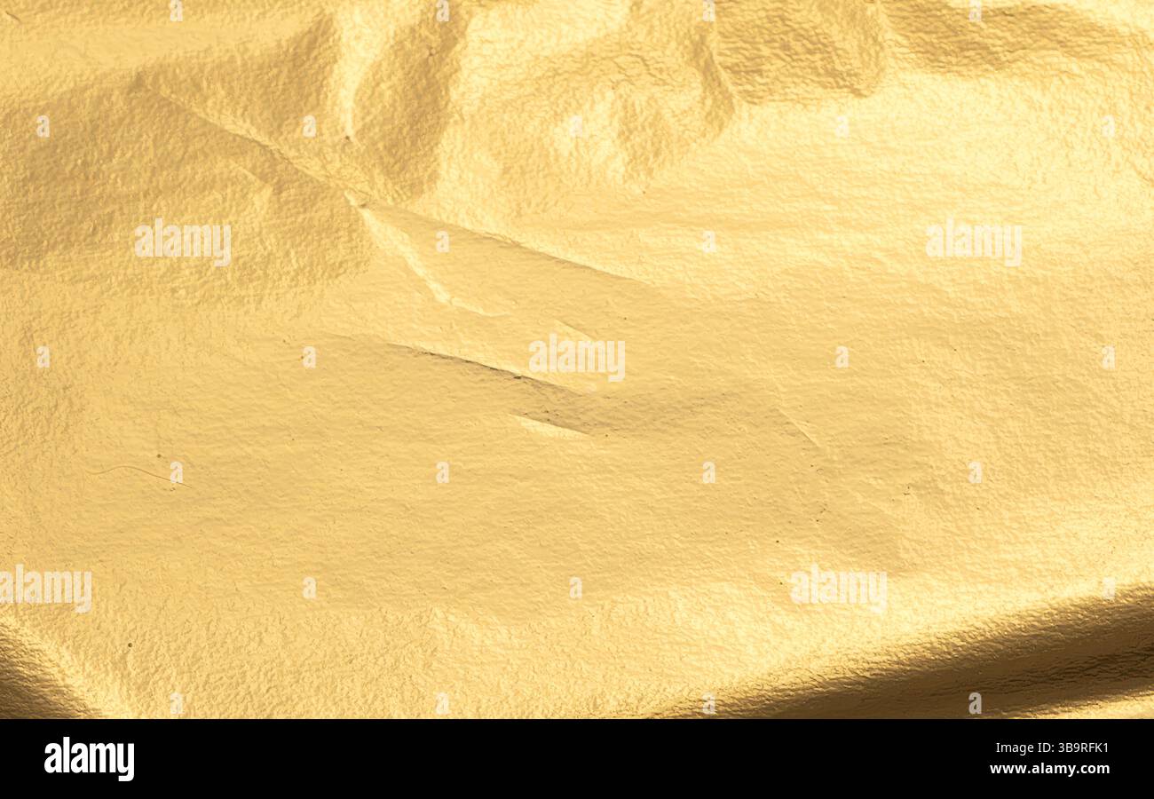Gold metallic foil texture with a smooth, creased surface. Shiny ...