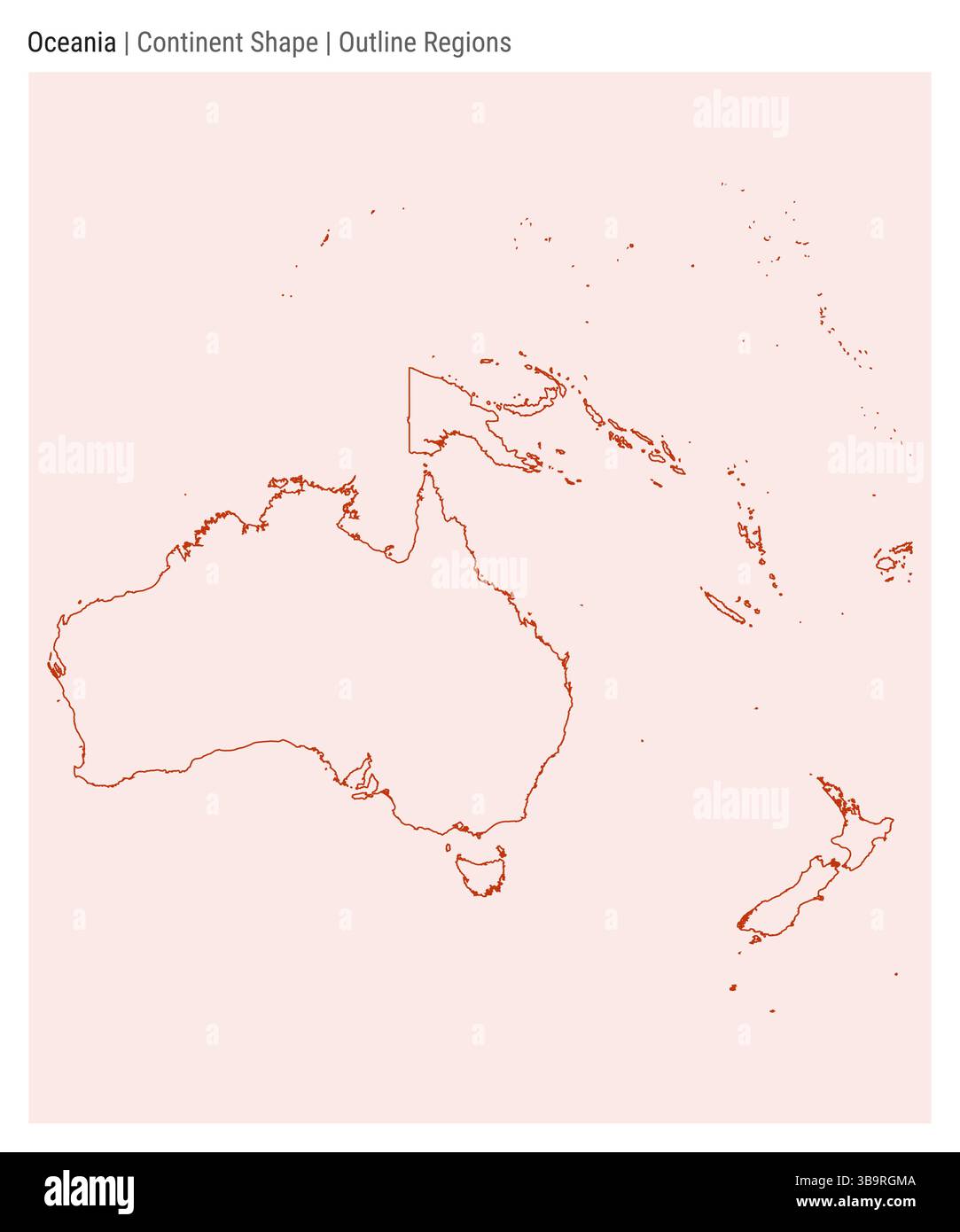 Oceania. Simple vector map. Continent shape. Outline regions style ...