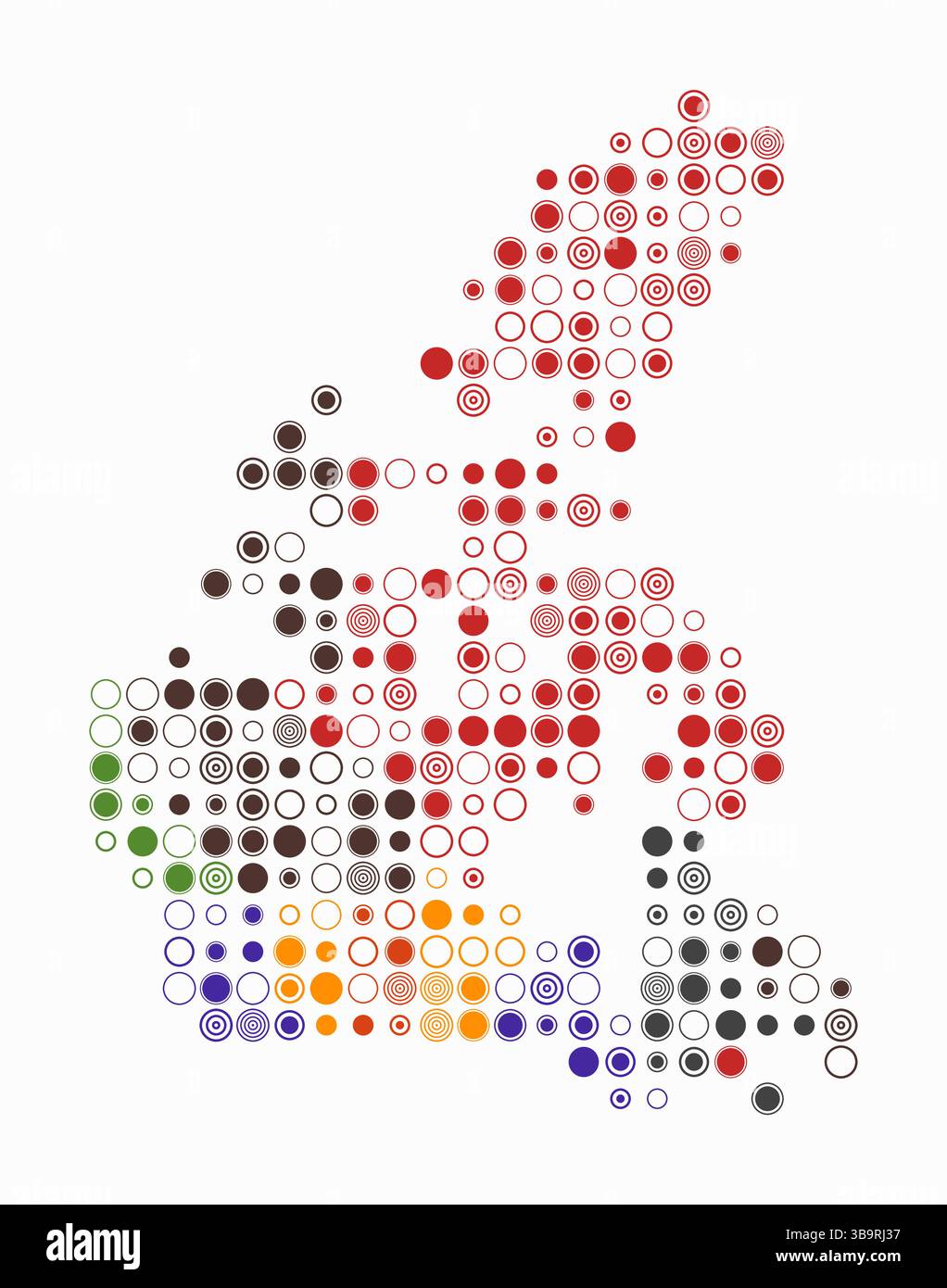 Canada, shape of the country built of colored cells. Digital style map ...