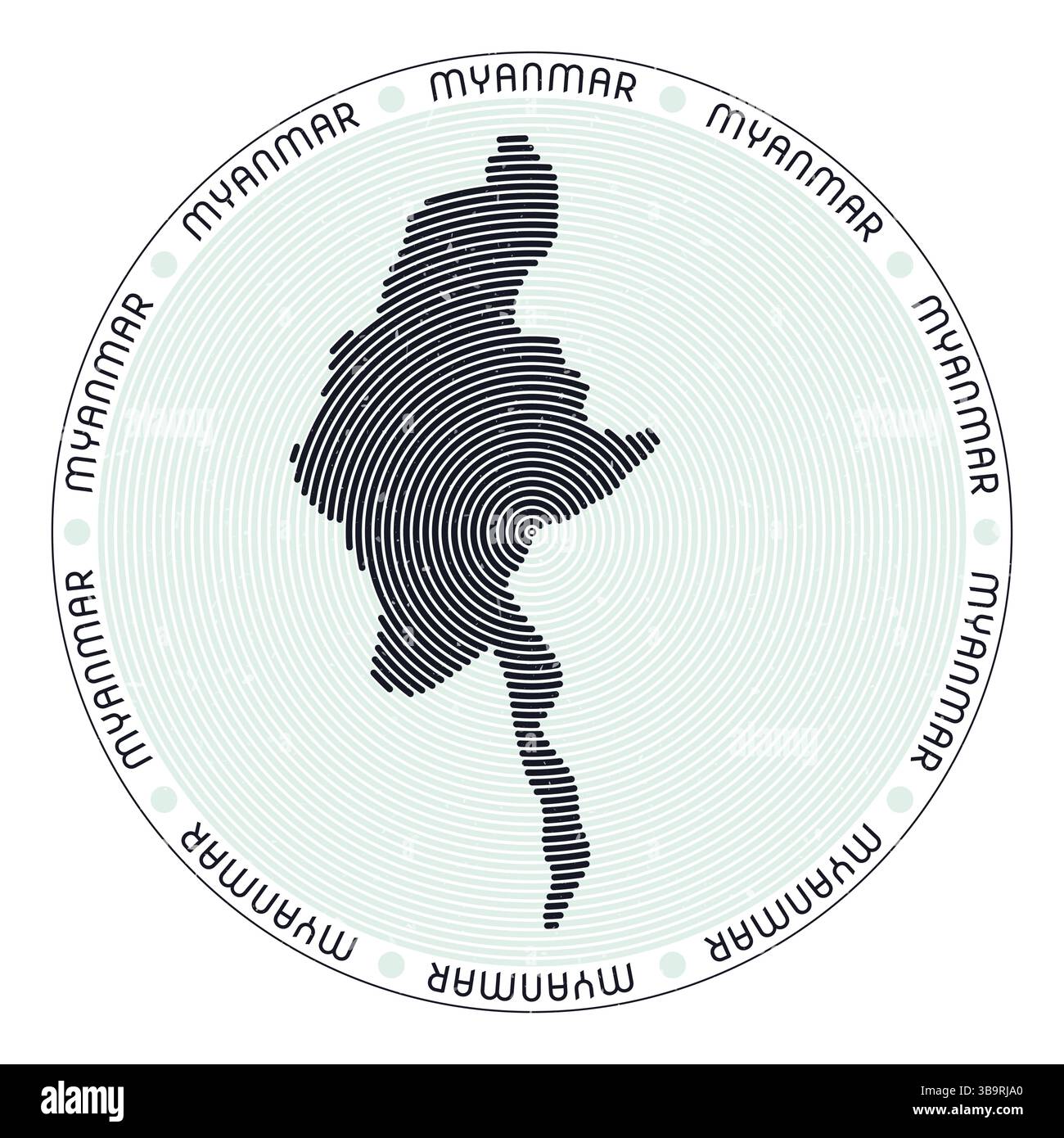 Myanmar shape radial arcs. Country round icon. Myanmar logo design ...