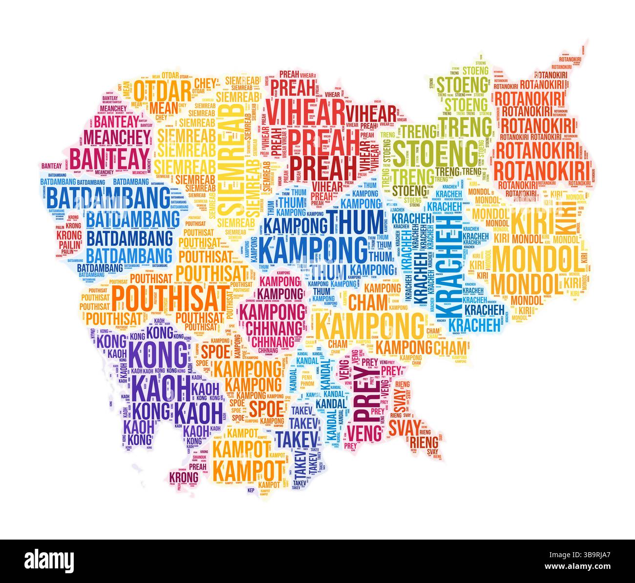 Cambodia region word cloud. Country shape design. Cambodia colored ...